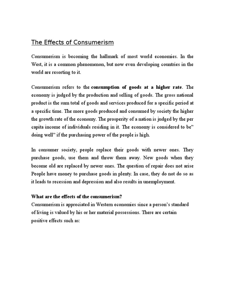 Effects On Consumerism | PDF | Consumerism | Advertising