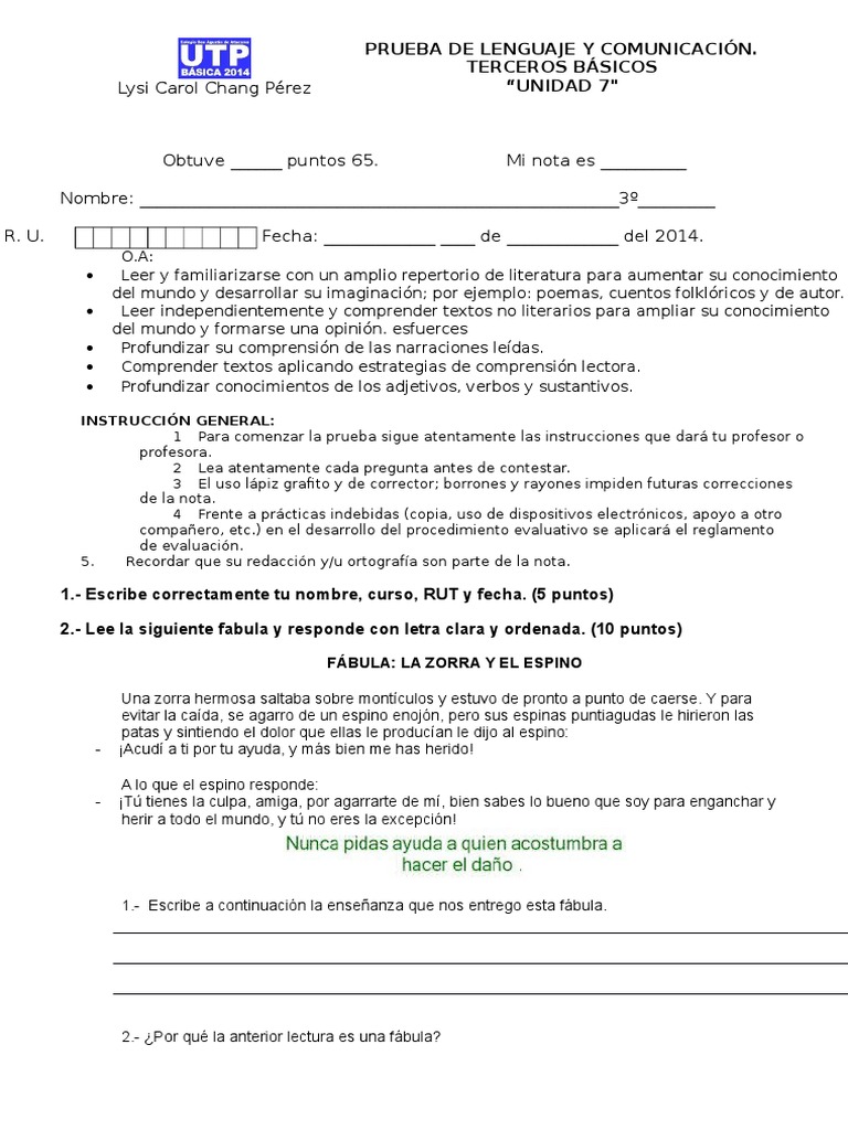 Prueba Sustantivos Adjetivos y Verbos | PDF | Adjetivo | Verbo