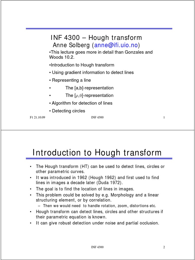 Hough Transform | PDF | Line (Geometry) | Areas Of Computer Science