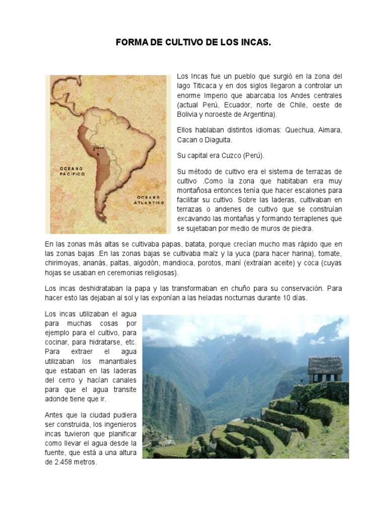 Los Incas.docx | Imperio Inca | Agricultura | Prueba gratuita de 30 ...