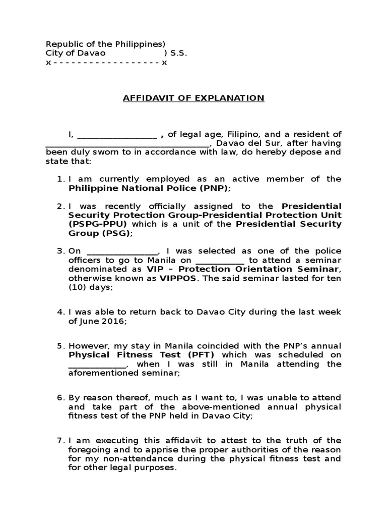 Affidavit of Explanation | PDF