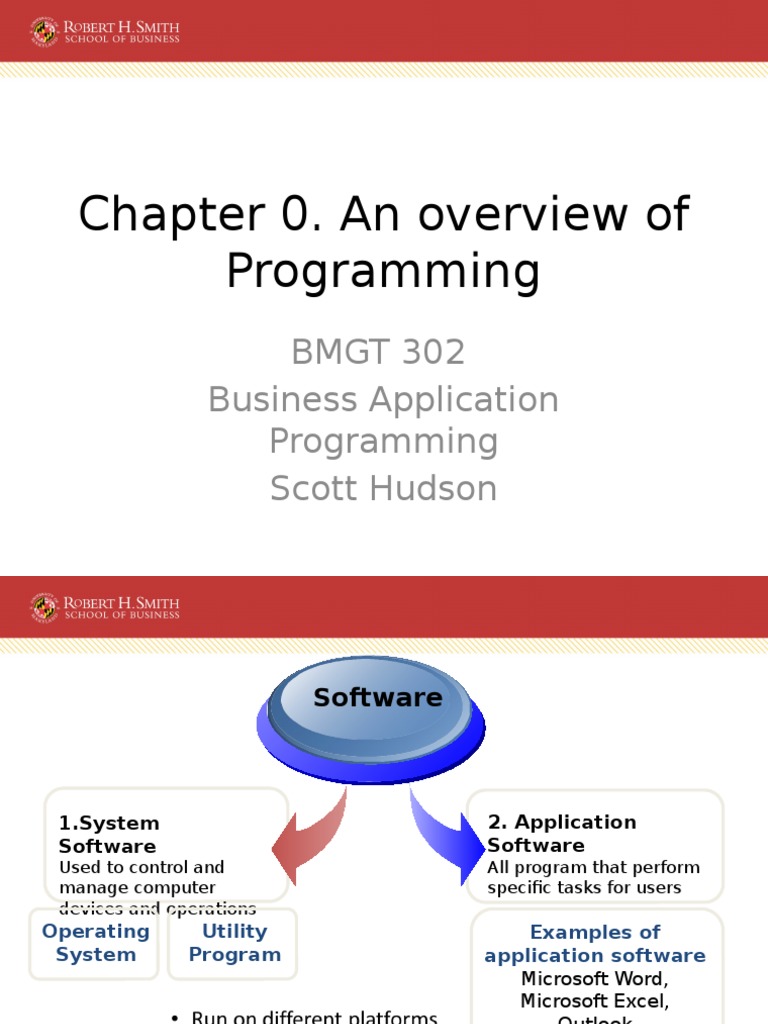 Chapter 0. An Overview of Programming: BMGT 302 Business Application ...