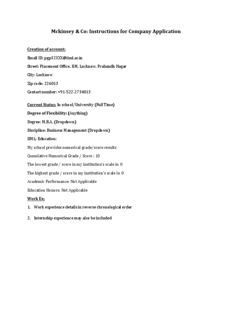 McKinsey & Co - Application Instructions | PDF