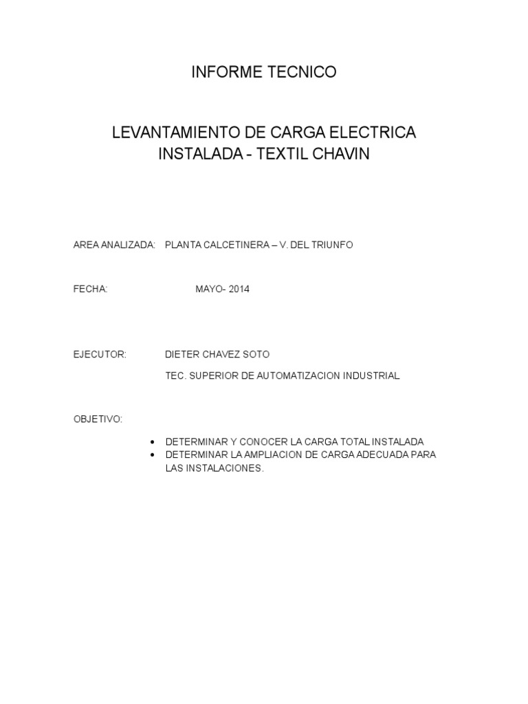 Informe Tecnico Chavin | PDF | Corriente eléctrica | Electricidad