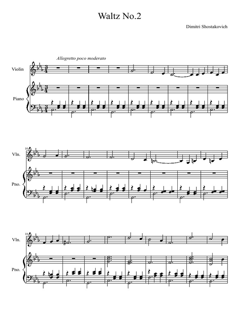 Waltz No.2 Shostakovich For Violin and Piano | PDF | Classical Music ...