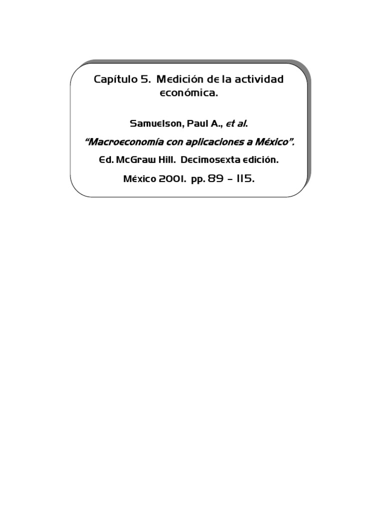 Macroeconomía Samuelson Capítulo 5 | PDF | Producto Interno Bruto | Macroeconómica