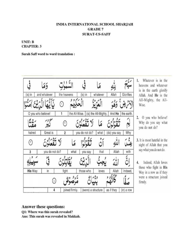 Islamic Studies Notes Gr-7 | Surah | Jihad
