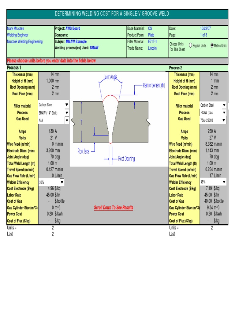 Weld Cost Calc XL1.3.2mm | PDF | Welding | Construction