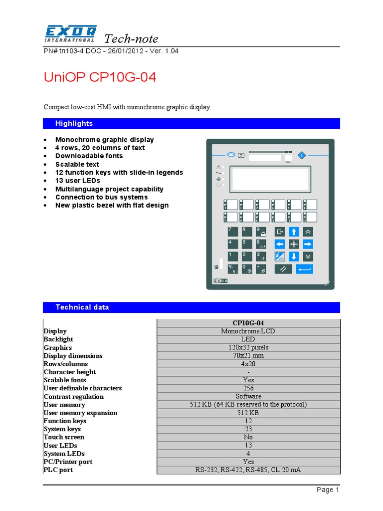 Compact low-cost HMI with monochrome graphic display | PDF