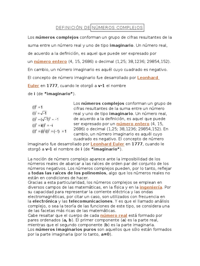 Definición Denúmeros Complejos | PDF | Número complejo | Números