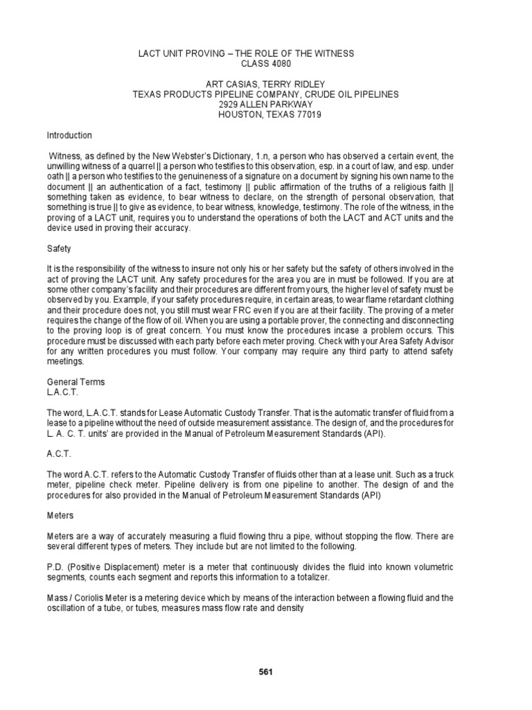 Meter Proving Procedure | Download Free PDF | Valve | Mechanical ...