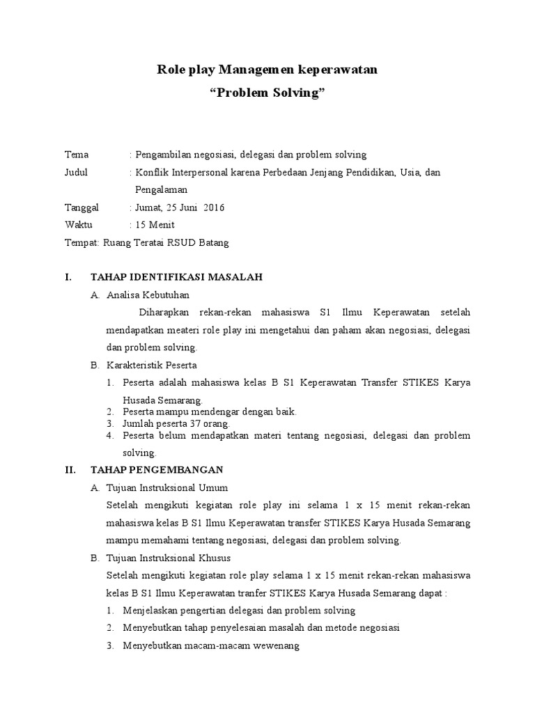 Role Play Problem Solving Edit | PDF | Pengembangan Diri | Sains & Matematika