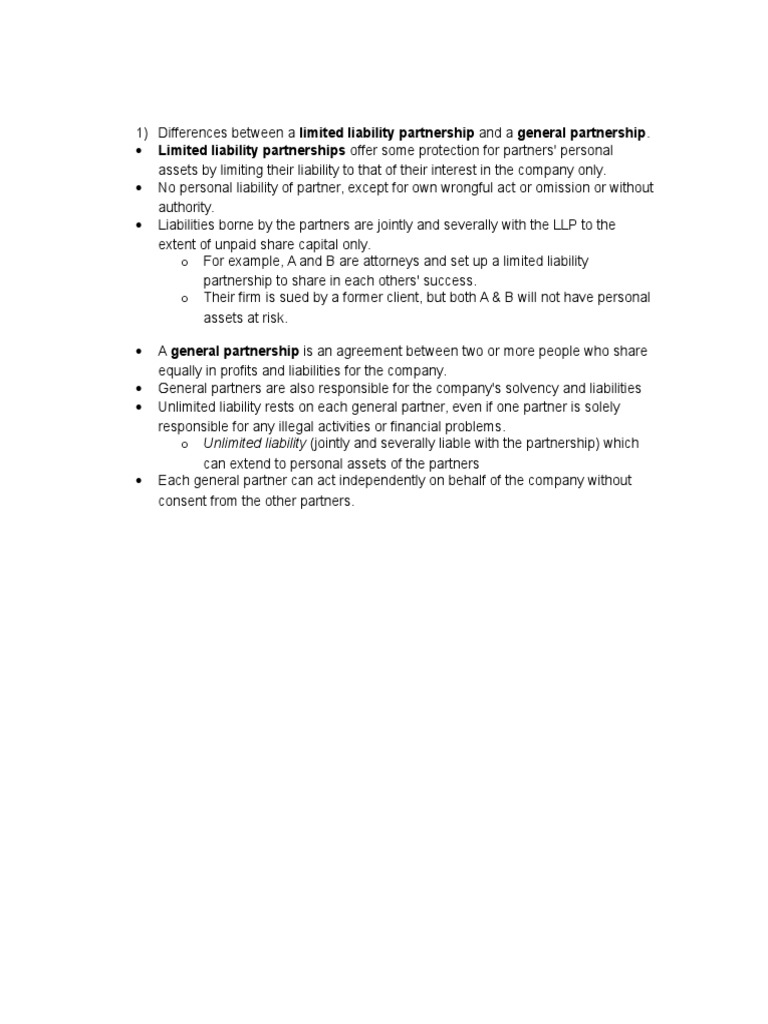 Differences Between A Limited Liability Partnership and A General ...