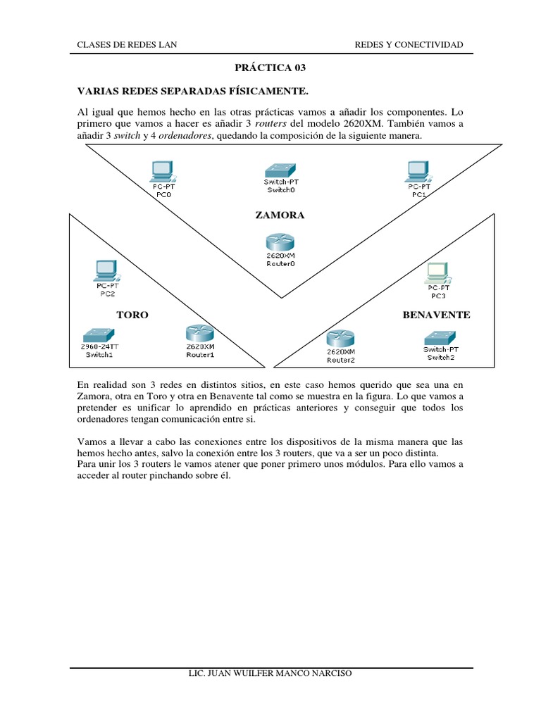 Practica 01 de Packet Tracer | PDF | Dirección IP | Enrutador (Computación)