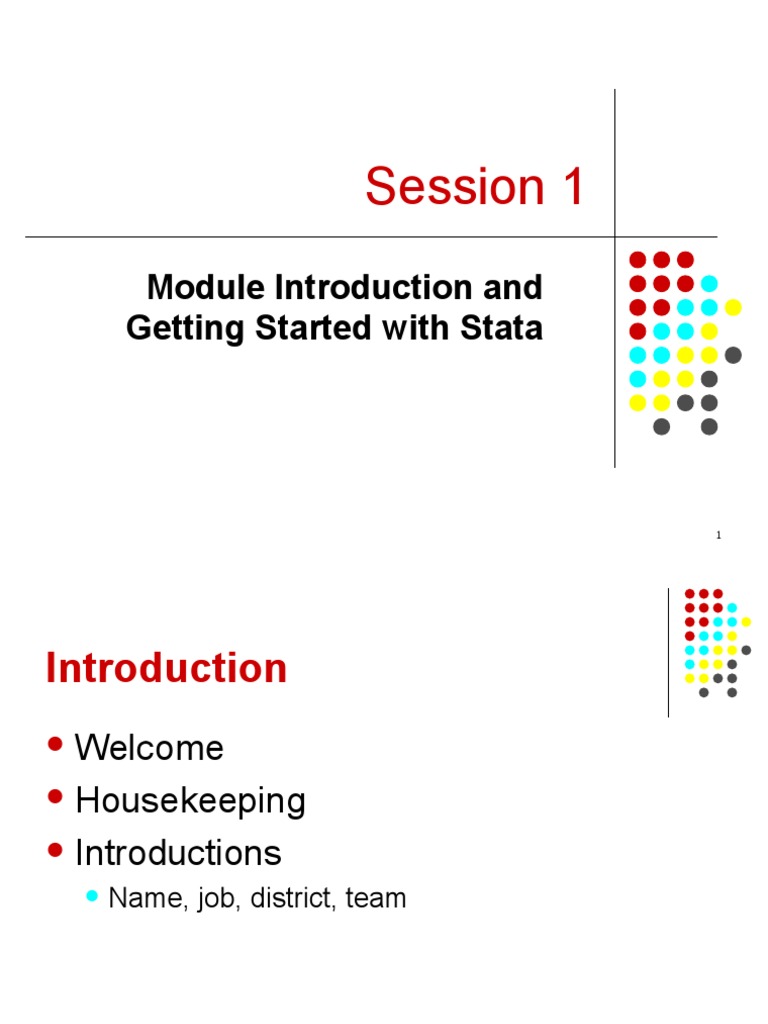 Session 1: Module Introduction and Getting Started With Stata | PDF | Statistics | Statistical ...