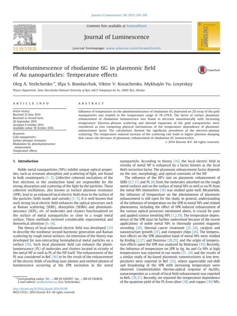 Rodamina 6G | PDF | Plasmon | Electron