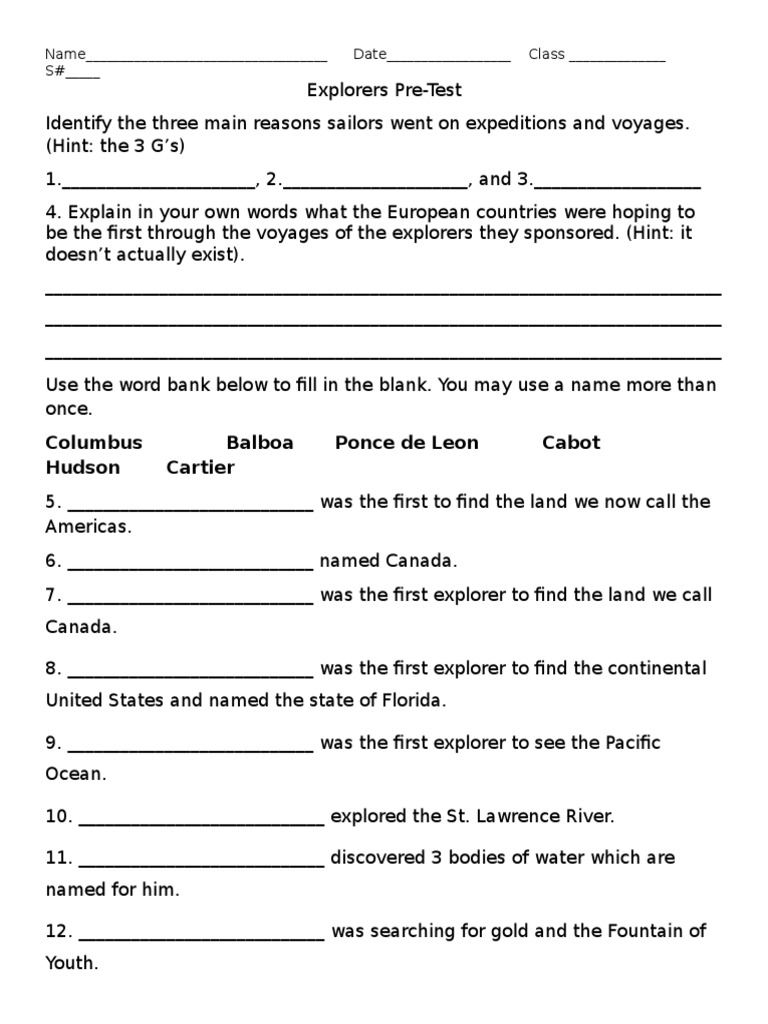 Columbus Balboa Ponce de Leon Cabot Hudson Cartier | PDF