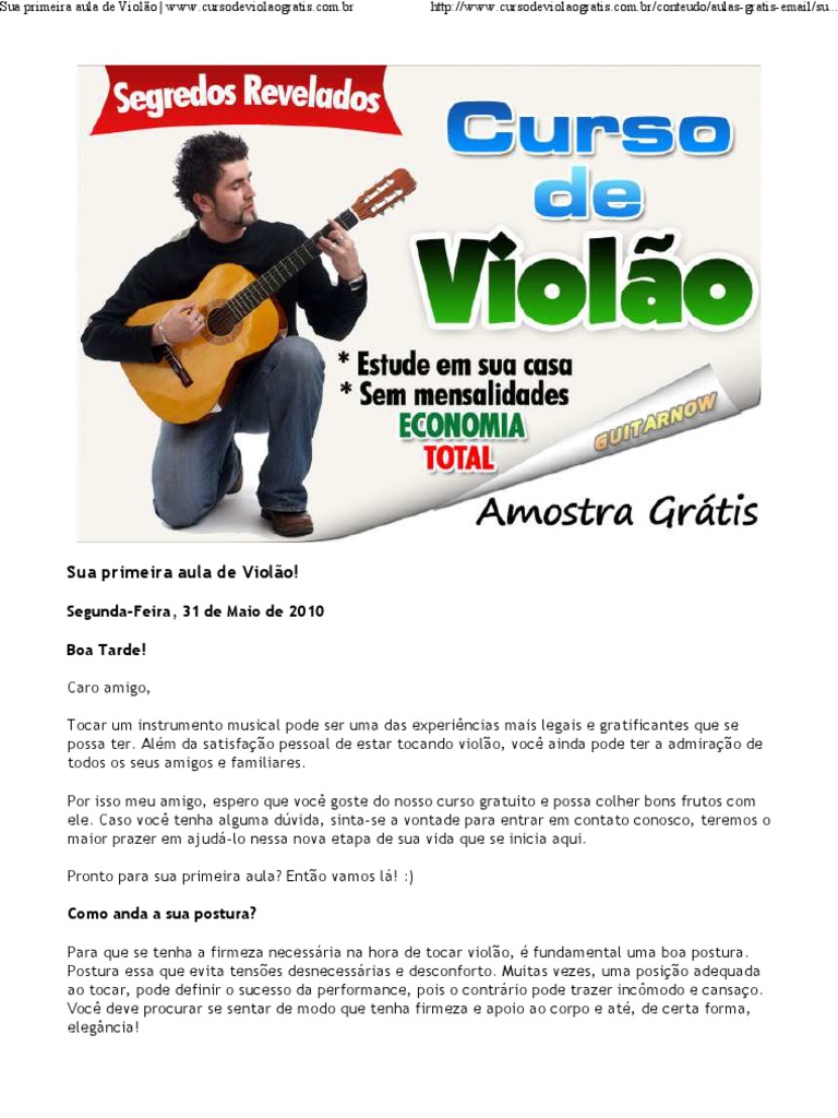 Sua Primeira Aula De Violão Pdf Violão Clássico Acorde Música