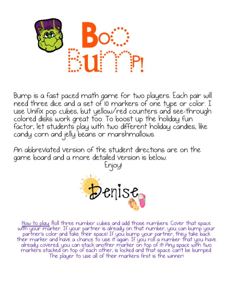 FREEBooBumpHalloweenMathGameAddition PDF | PDF