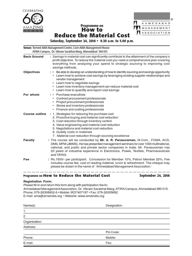 Reduce Material Costs Workshop | PDF | Career & Growth | Business