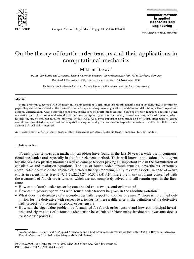Itskov - On The Theory of Fourth-Order Tensors and Their Applications ...