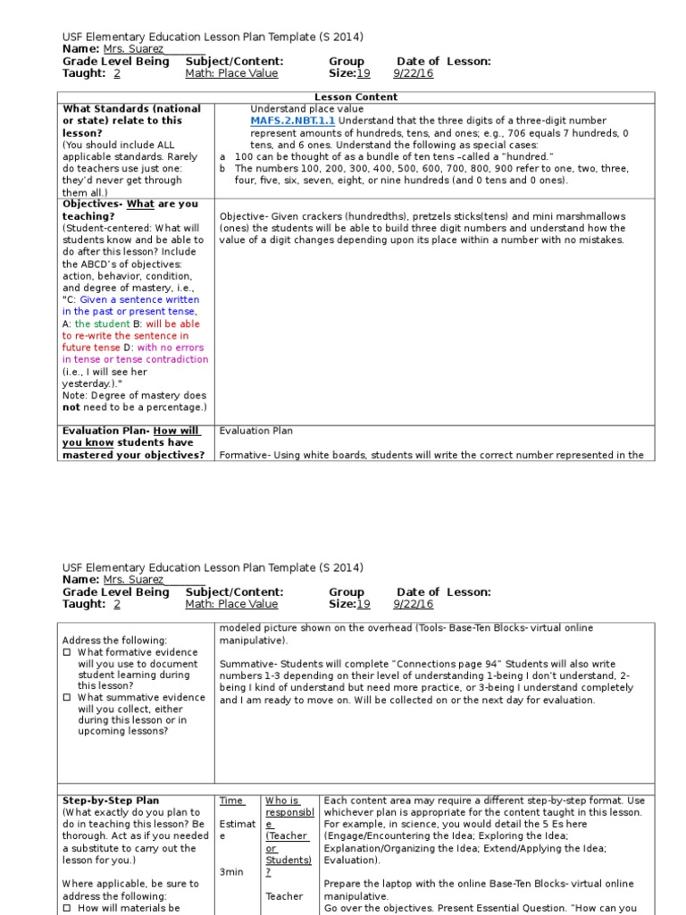 Understanding Place Value in 2nd Grade | PDF | Lesson Plan | Teachers
