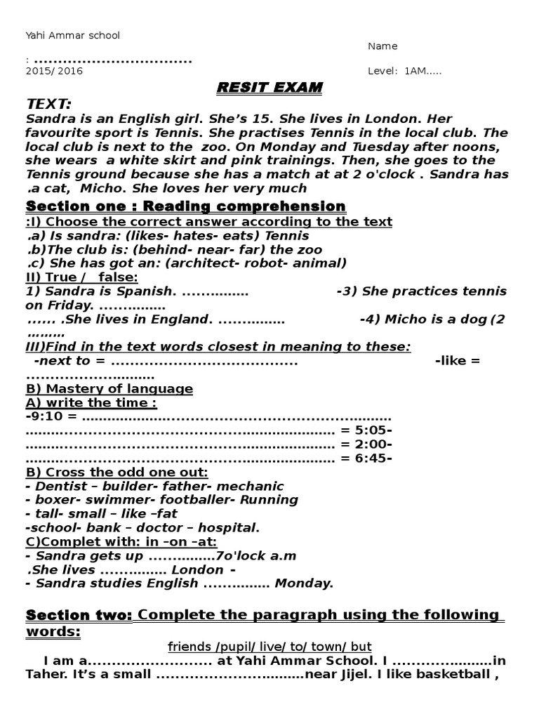 Text:: Resit Exam | PDF