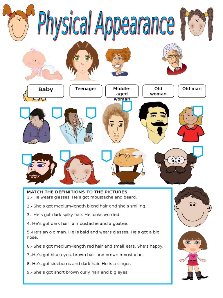 Physical Appearance Descriptions Worksheet | PDF | Wellness | Self ...