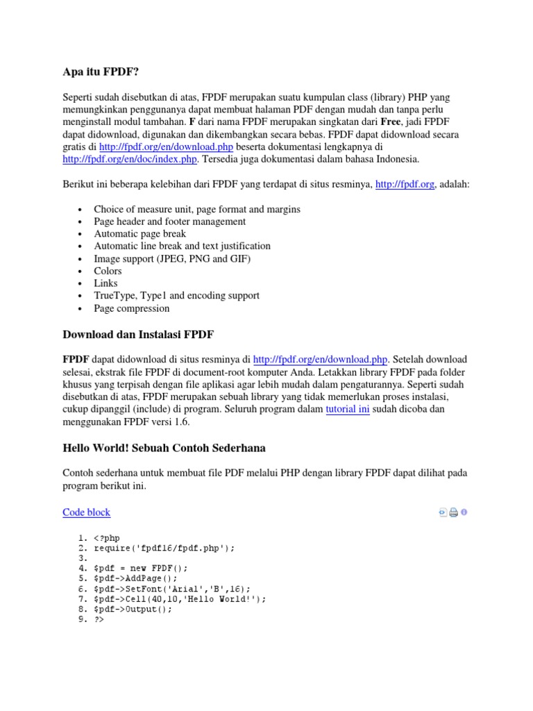 Panduan Lengkap FPDF untuk PHP | PDF