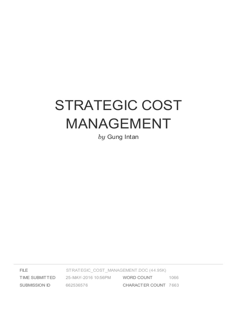 Strategic Cost Management | PDF