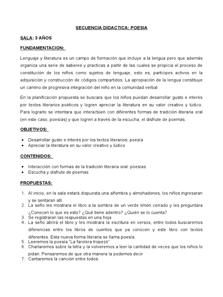 Secuencia Didactica Poesia | PDF | Poesía