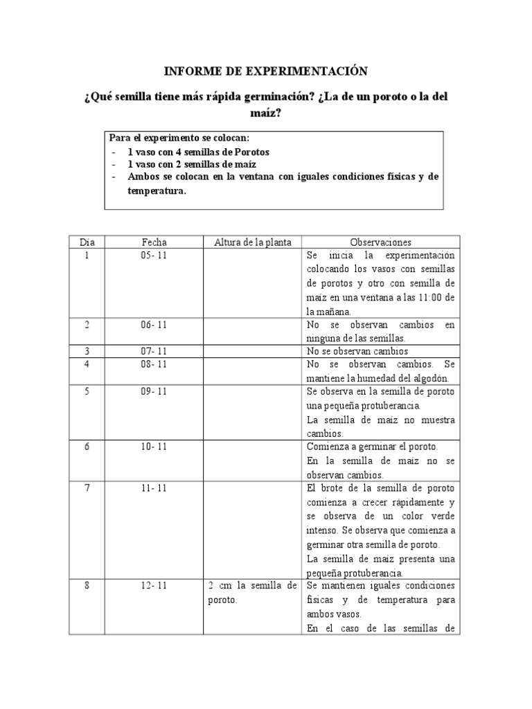 Pauta de Observacion de Las Plantas | PDF | Semilla | Germinación