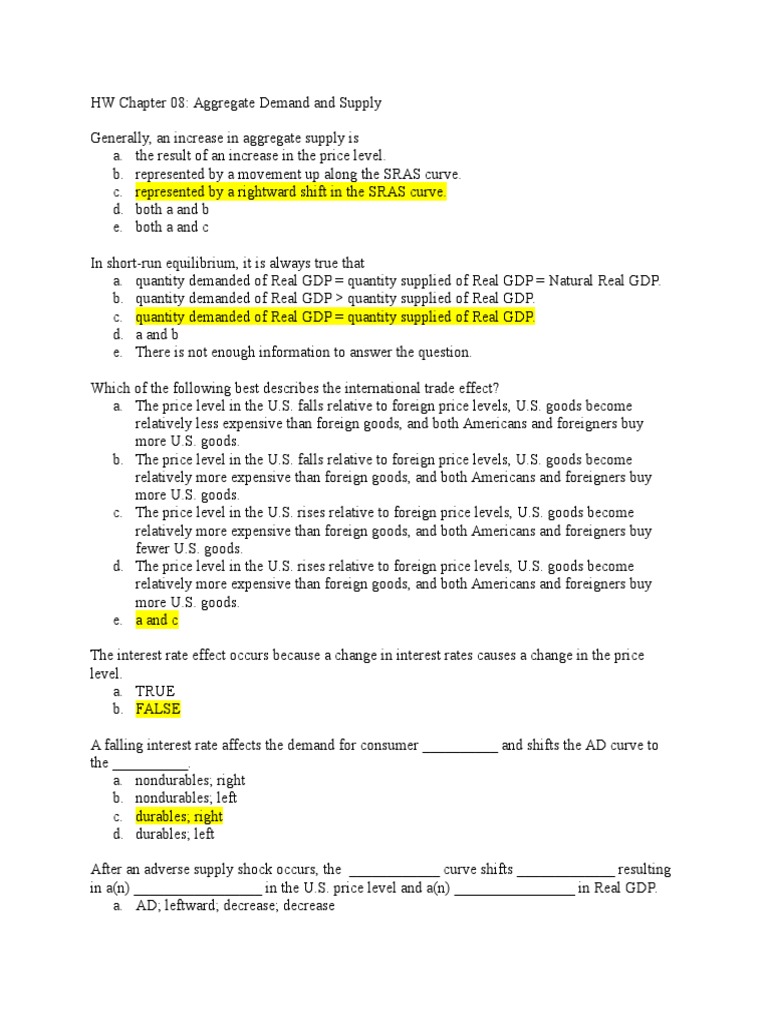 Aggregate Demand and Supply Insights | PDF | Aggregate Demand | Supply ...