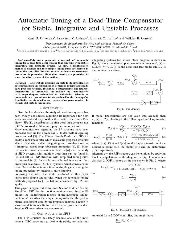 Automatic Tuning of A Dead-Time Compensator For Stable, Integrative and ...