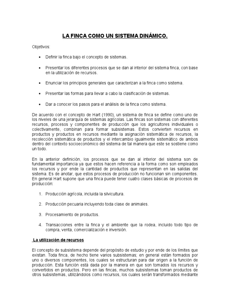 Definición de la finca como sistema | PDF | Factores de producción ...
