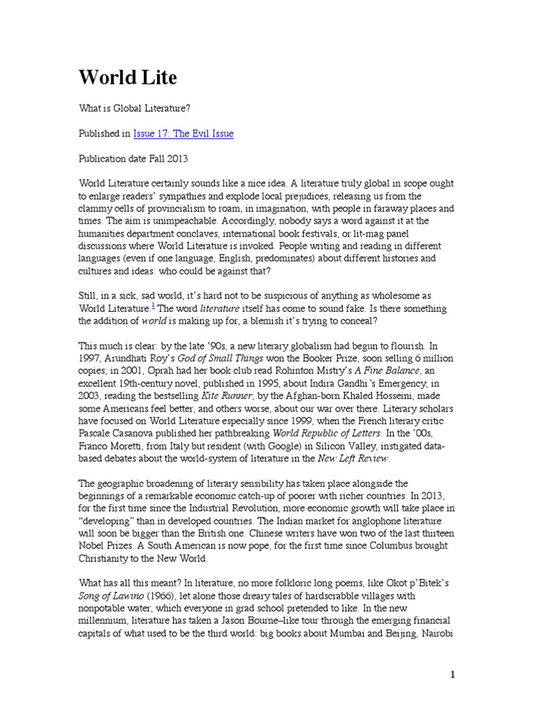 World Lite: What Is Global Literature | PDF | Translations ...