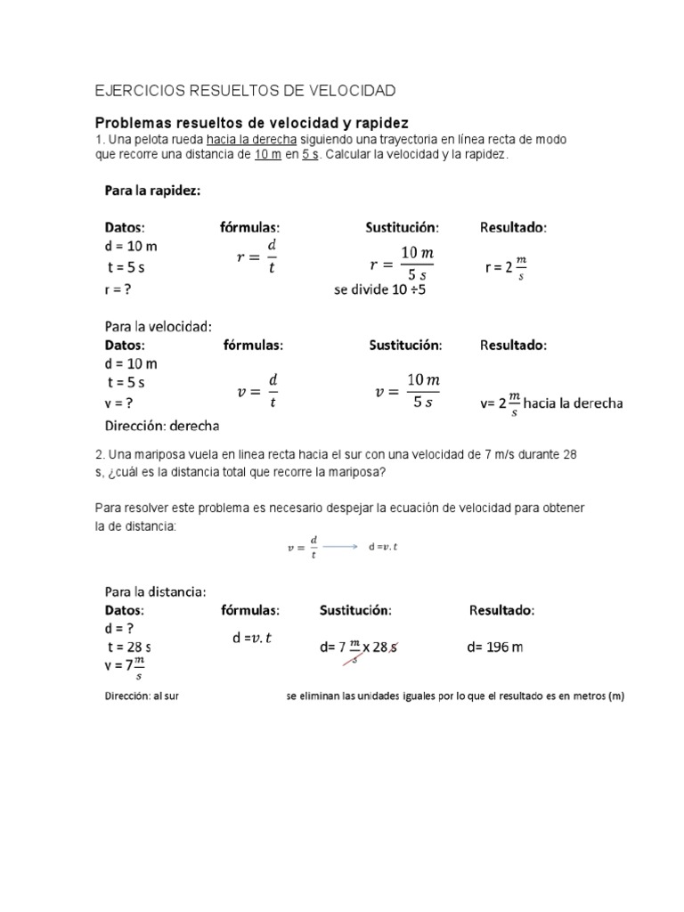 Ejercicios de Velocidad y Rapidez | PDF | Velocidad | Tasas temporales