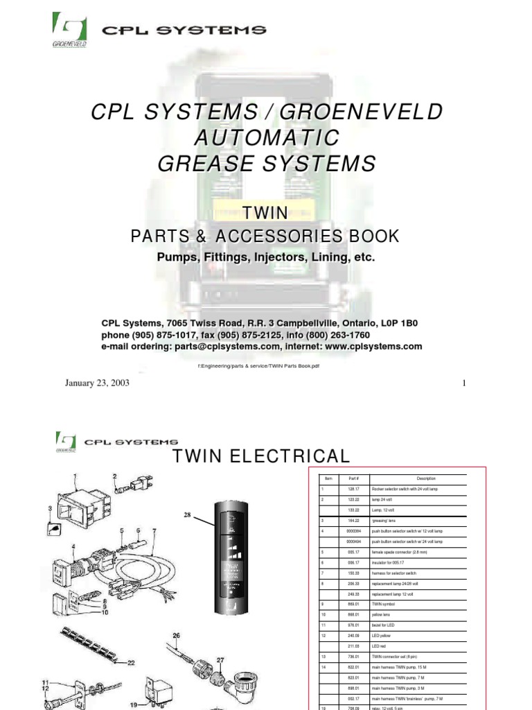 Groeneveld Twin Grease System Parts Guide | PDF | Electrical Connector ...