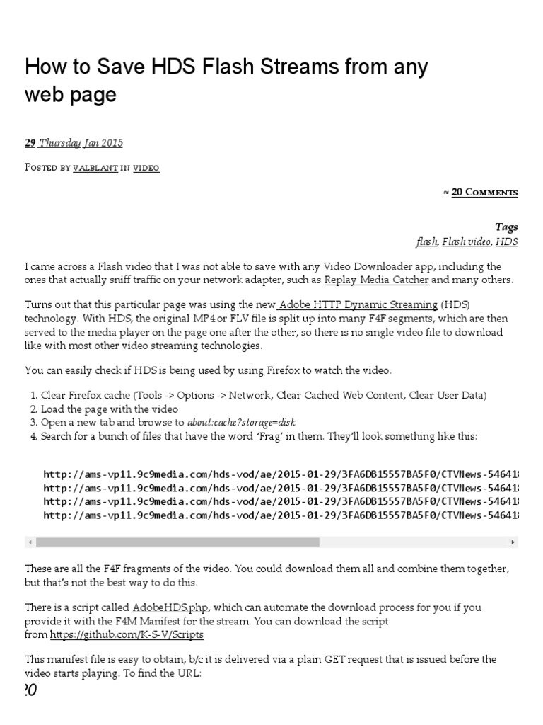 How To Save HDS Flash Streams From Any Web Page | PDF | Adobe Flash ...