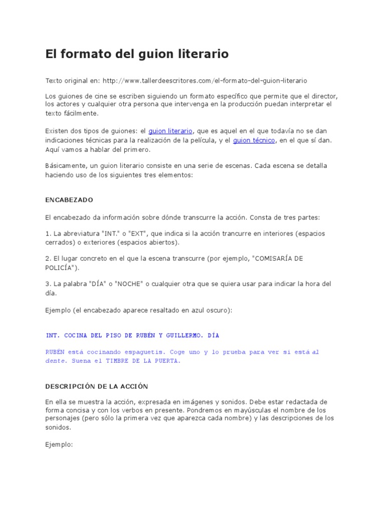 El Formato Del Guion Literario | PDF | Guión | Ocio