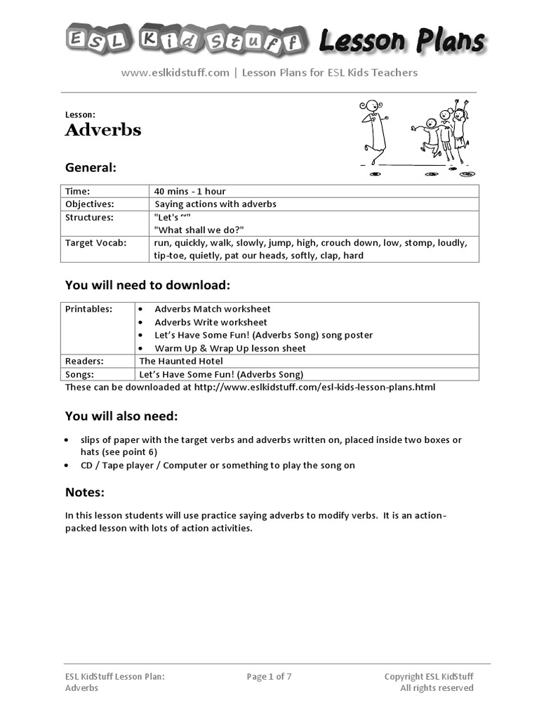 Adverbs Lesson Plan | PDF | Lesson Plan | Classroom