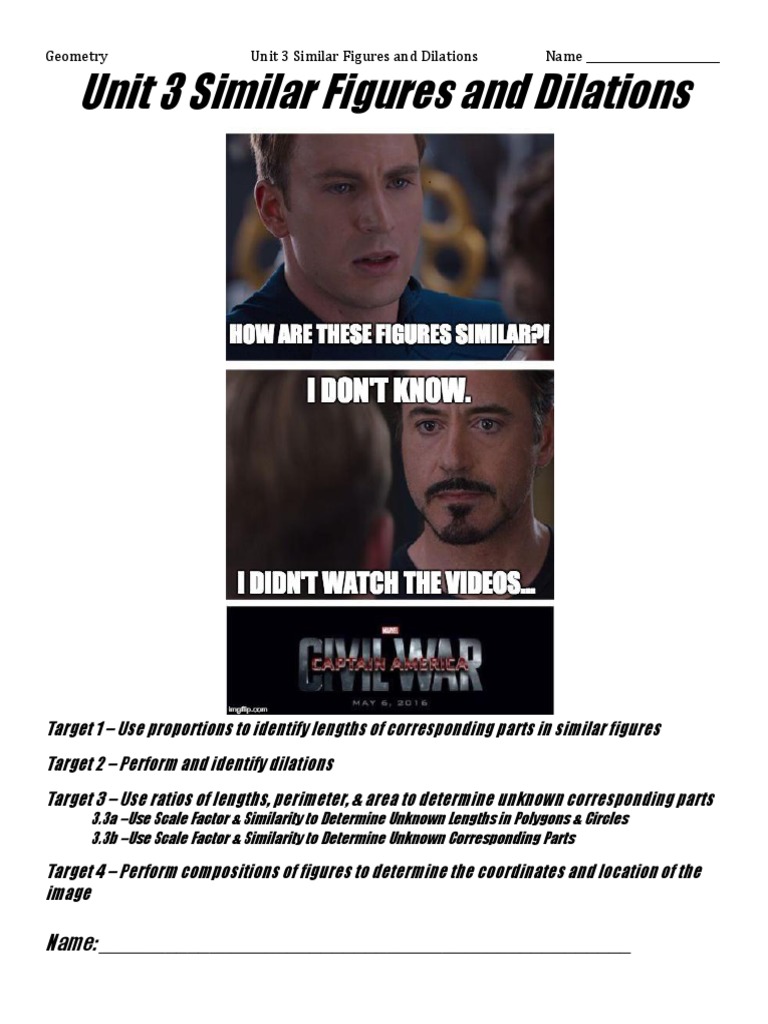 Unit 3 Notes Similar Figures and Dilations | PDF | Area | Rectangle