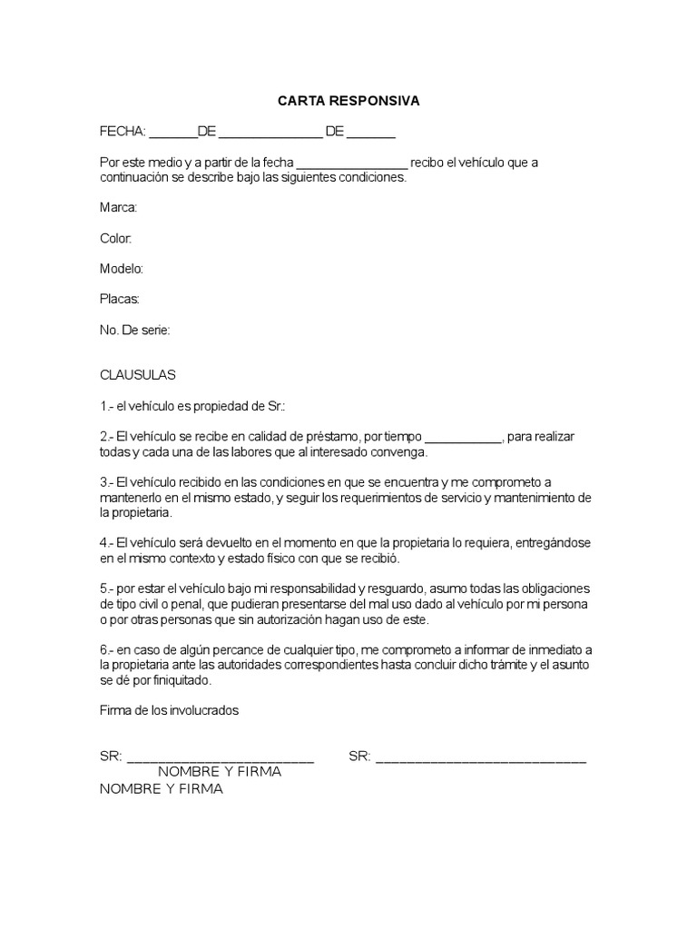Carta Responsiva | PDF