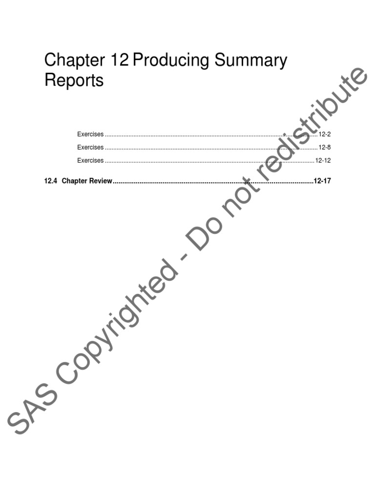 SAS Summary Report Exercises | PDF | Sas (Software) | Confidence Interval
