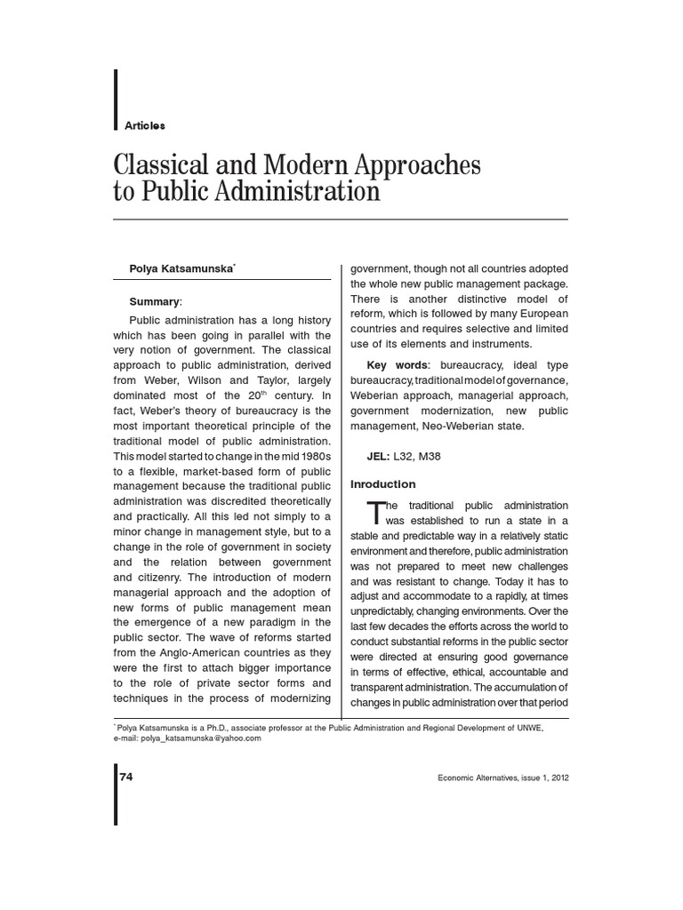 Classical and Modern Approaches To Public Administration | PDF ...