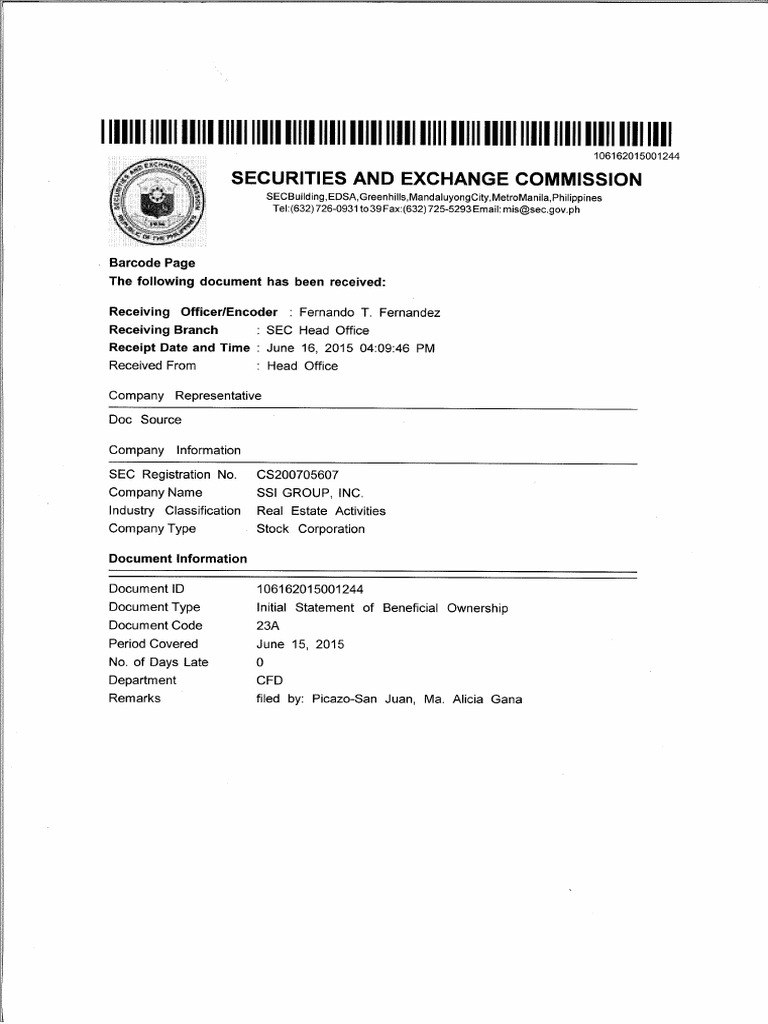 Ssi - Sec Form 23a (Agp) | PDF