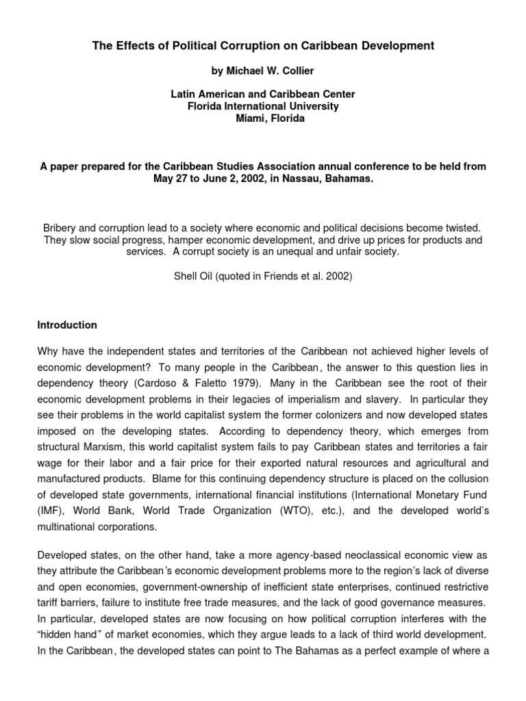 The Effects of Political Corruption On Caribbean Development | PDF ...