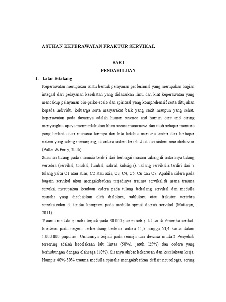 Asuhan Keperawatan Fraktur Servikal | PDF