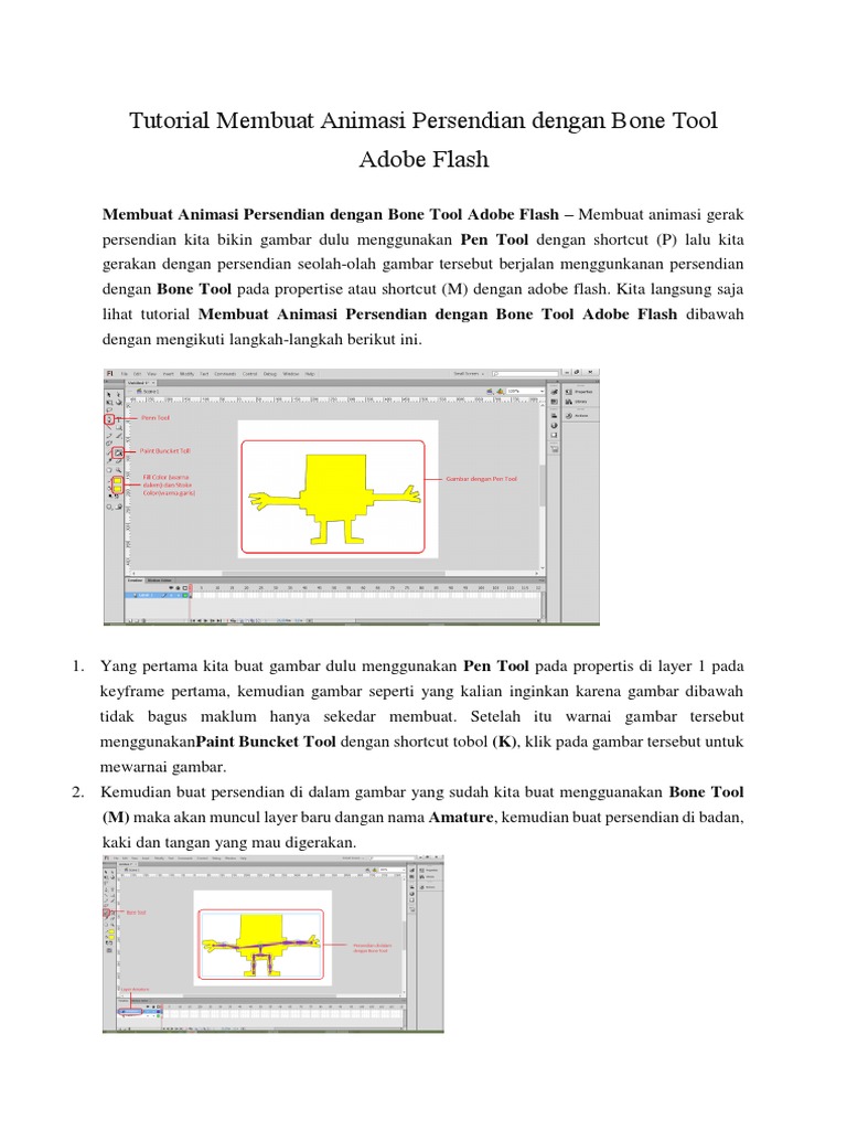Tutorial Membuat Animasi Persendian Dengan Bone Tool Adobe Flash PDF | PDF