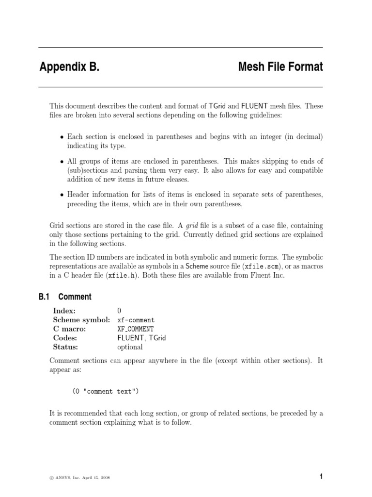 Fluent Mesh Format PDF | Download Free PDF | File Format | Scheme (Programming Language)